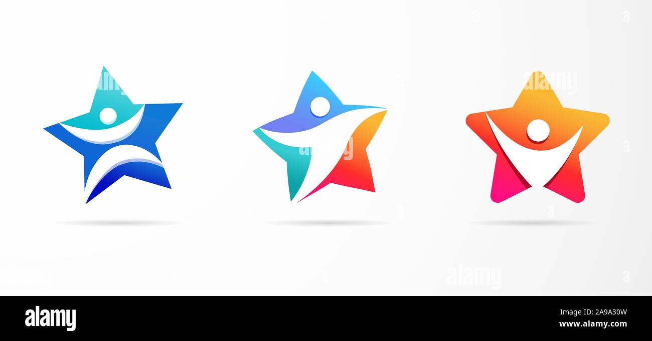 Star, fitness, sport, excellence, learning and design icons and logos ...