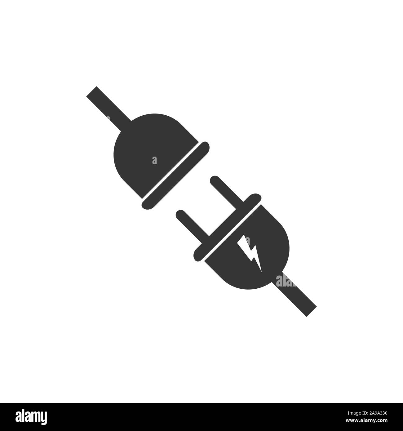 Wire plug and socket isolated. Vector black icon. Electric plug and ...