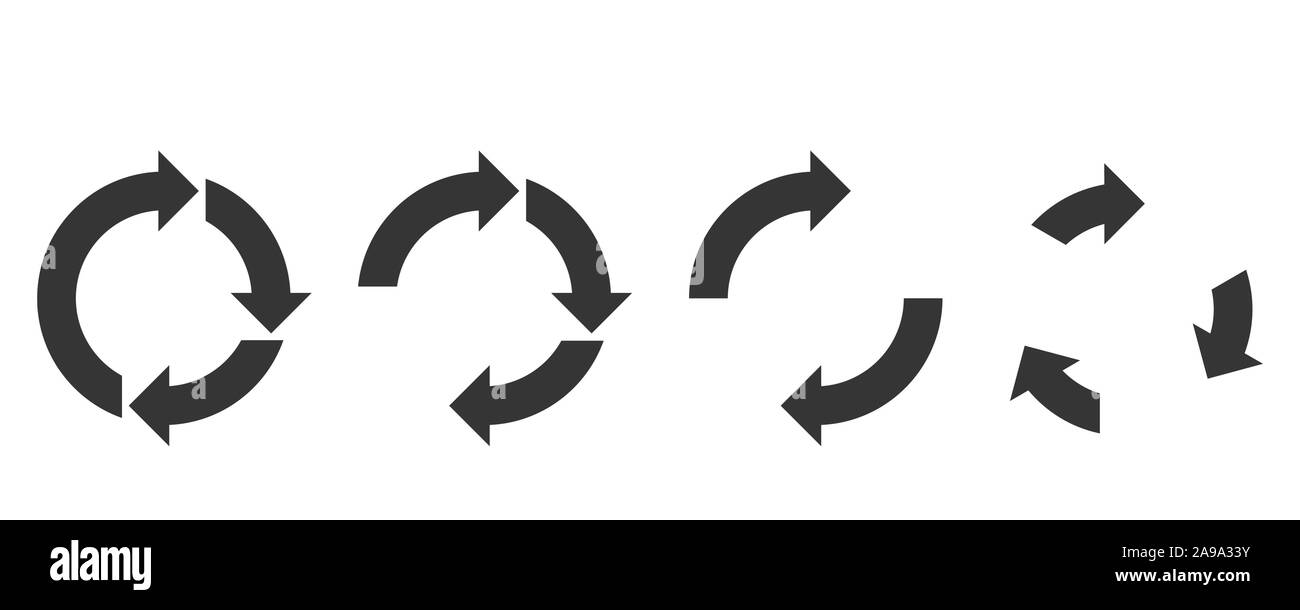 Set of circle arrows. Reload arros isolated. Black refresh vector arrow. Circle arrow for ...
