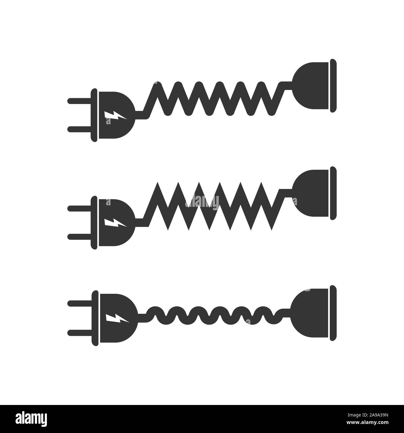 Vector set of extension cord icons. Wire plug, socket, cable. Vector ...