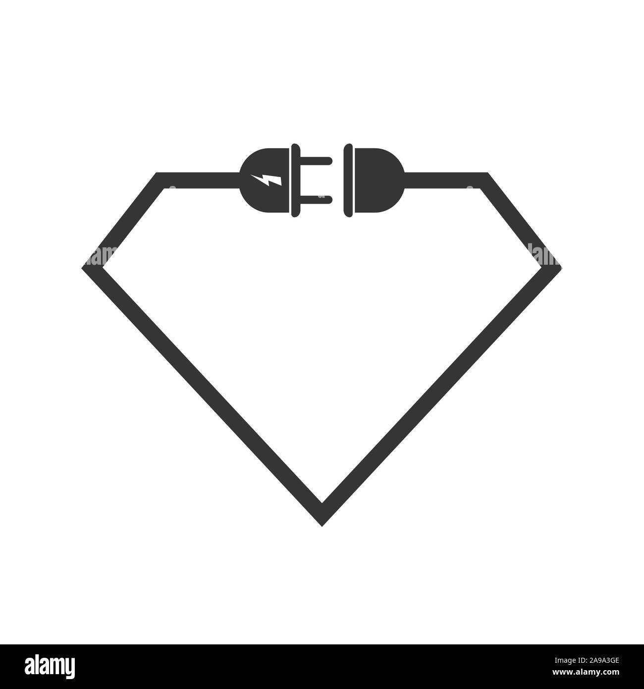 Electric extension cord icon in the shape of diamond. Vector black icon ...