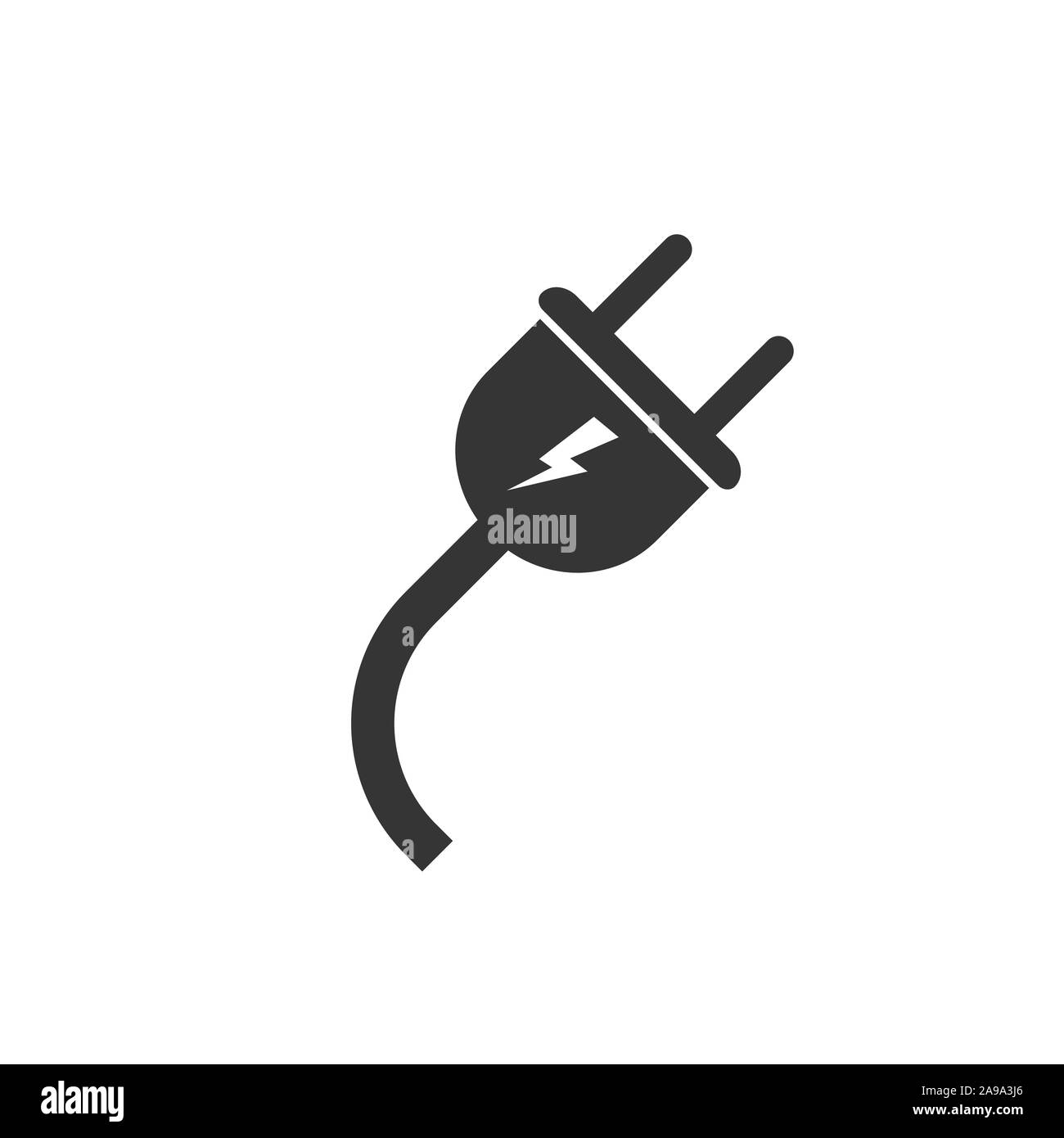 Wire plug icon isolated. Vector black icon. Electric plug with cable in ...