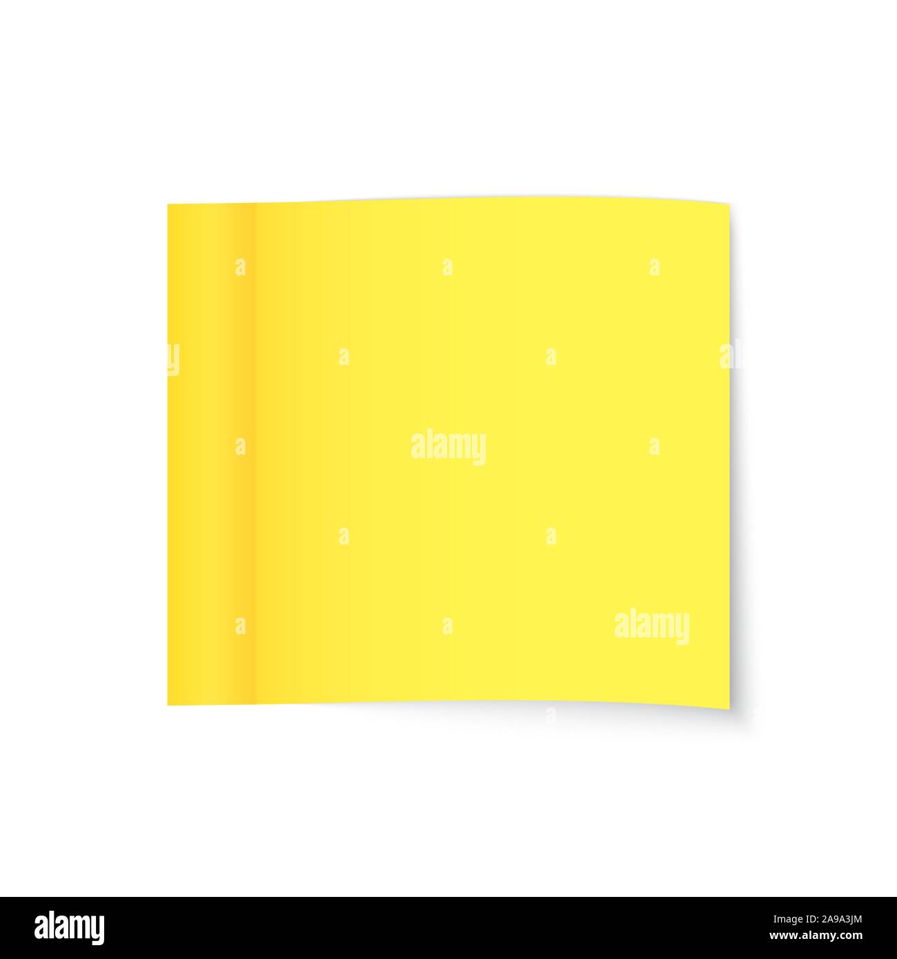 Yellow paper sticker - vector illustration. Blank square sticker. Post ...