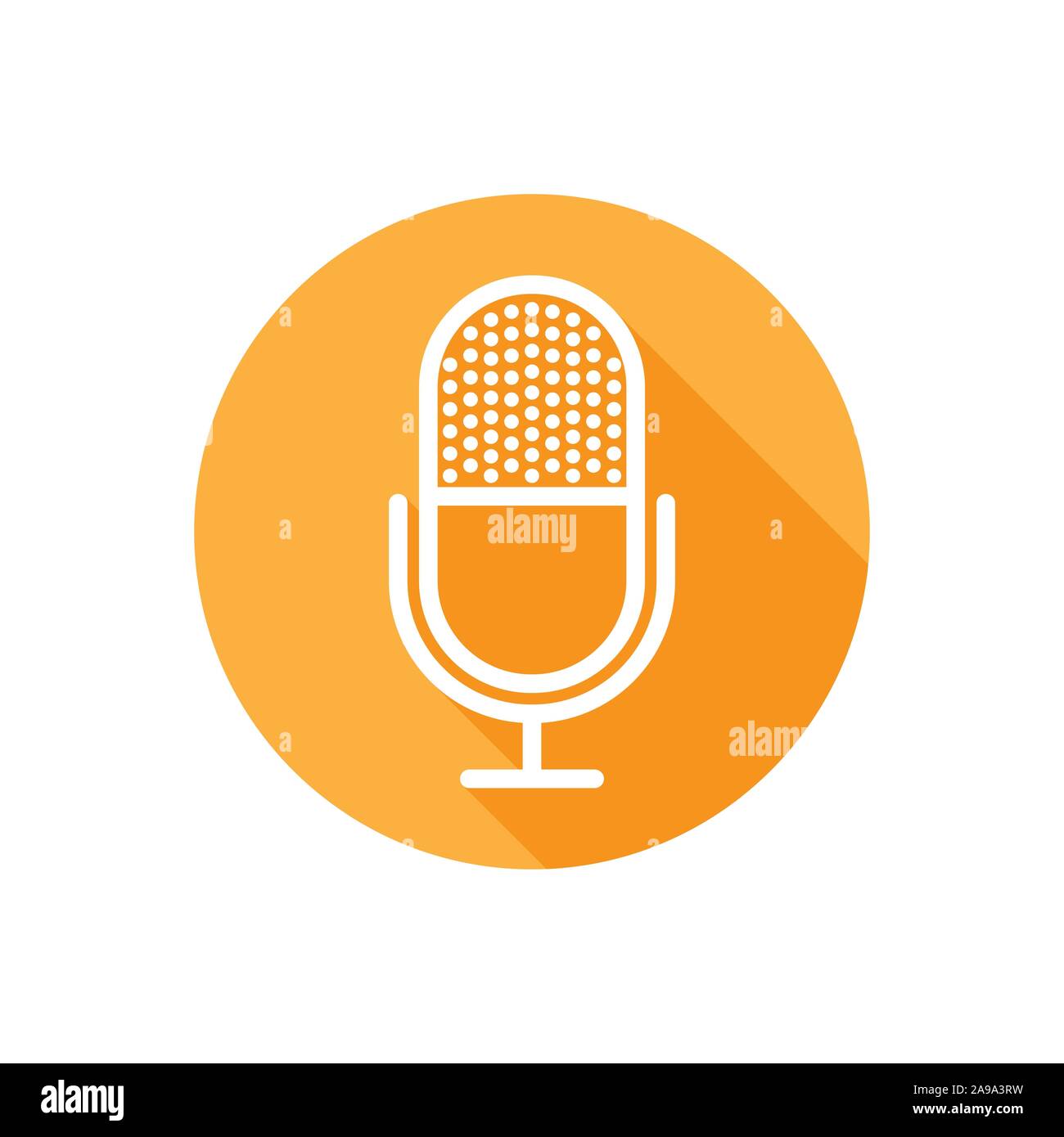 Vector Microphone icon. Orange Microphone button in flat design. Record ...