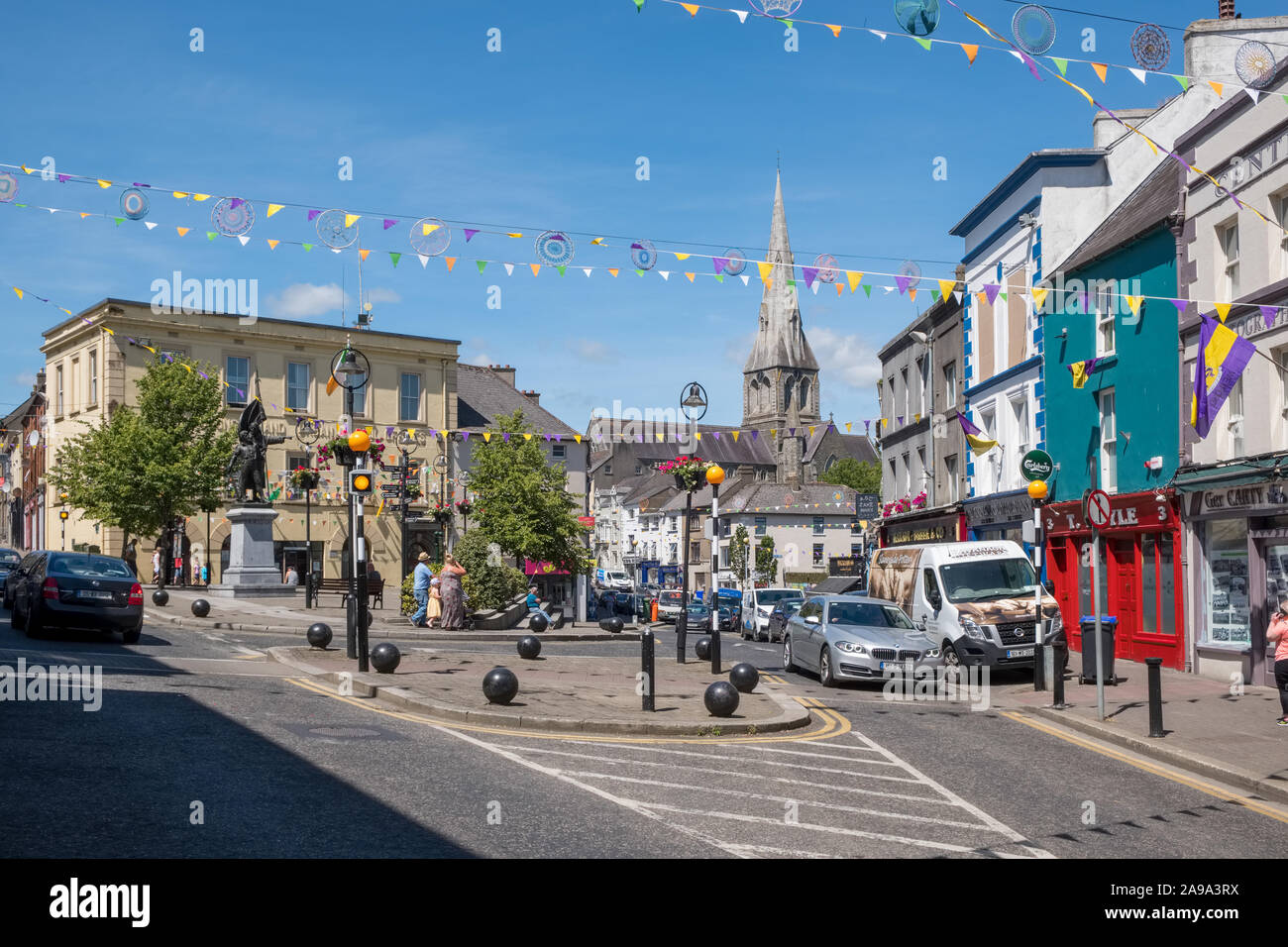 ENNISCORTHY, IRELAND, - JULY, 4, 2019: Enniscorthy town centre ...