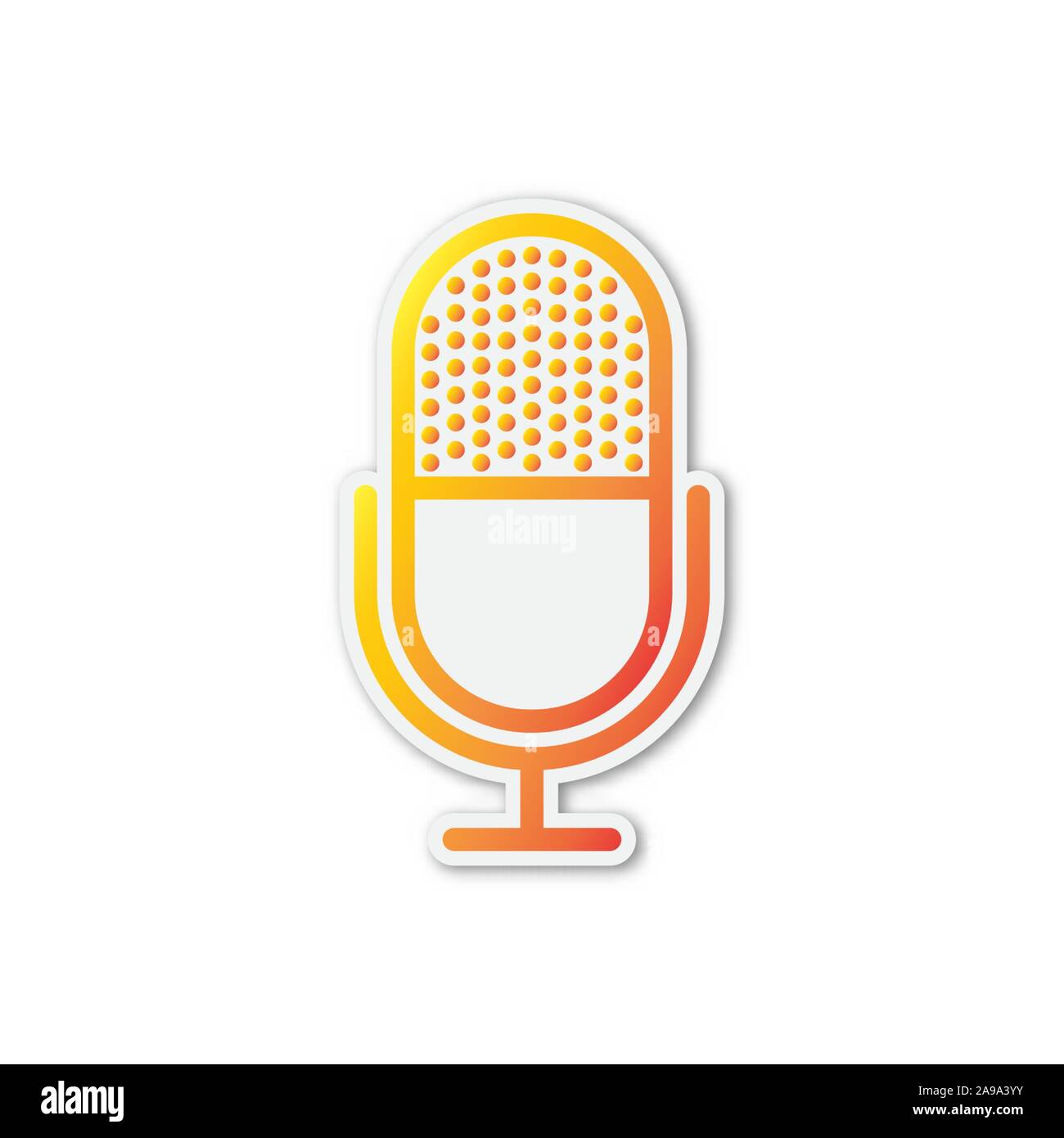 Vector Microphone icon. Paper sticker isolated. Media symbol isolated ...
