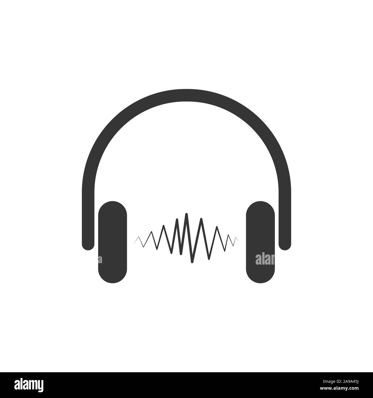 Vector Headphones icon. Black Headphones in flat design. Headphones ...
