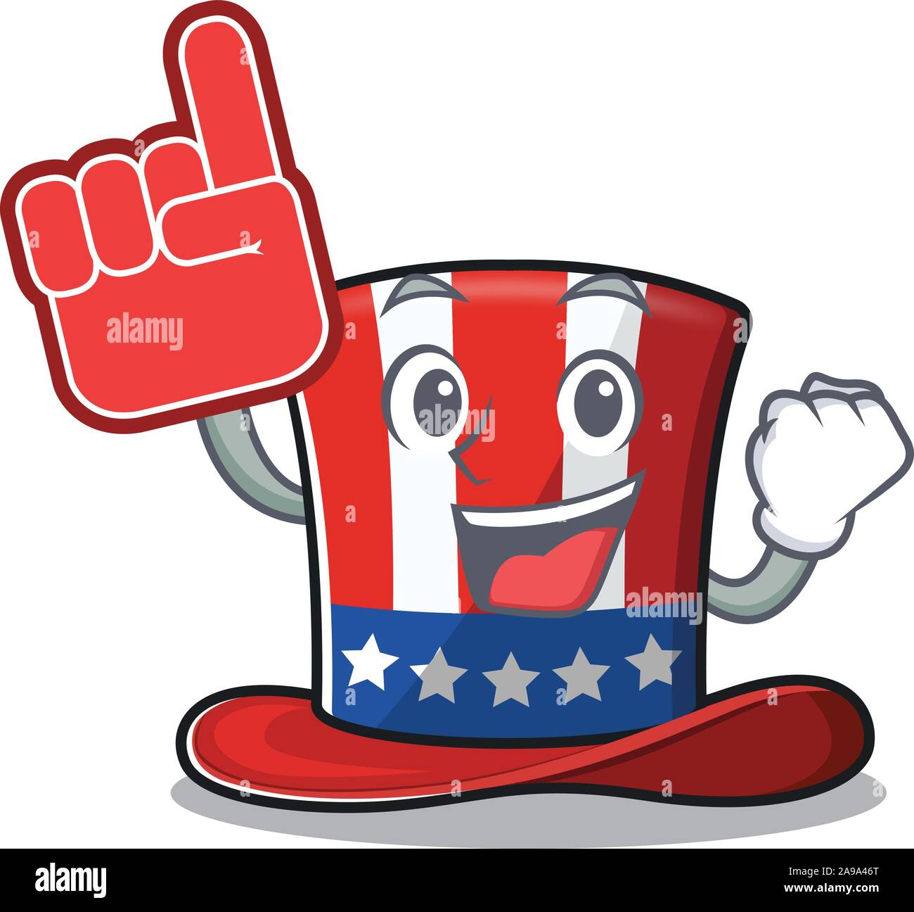 Cartoon uncle sam hat foam finger mascot Stock Vector Image & Art - Alamy
