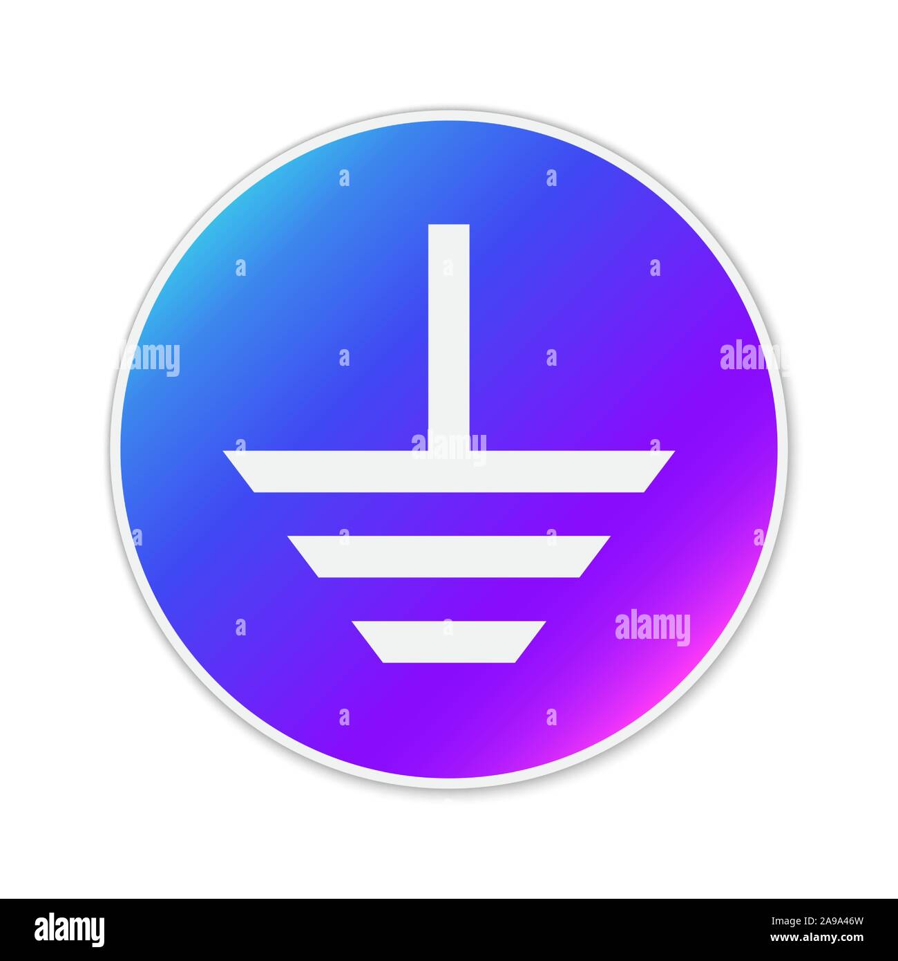 Vector Grounding icon. Paper sticker isolated. Symbol of electrical ...