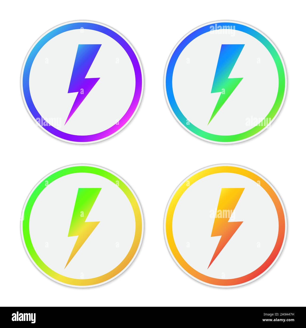Set of vector Lightning icons. Paper stickers isolated. Symbols of ...