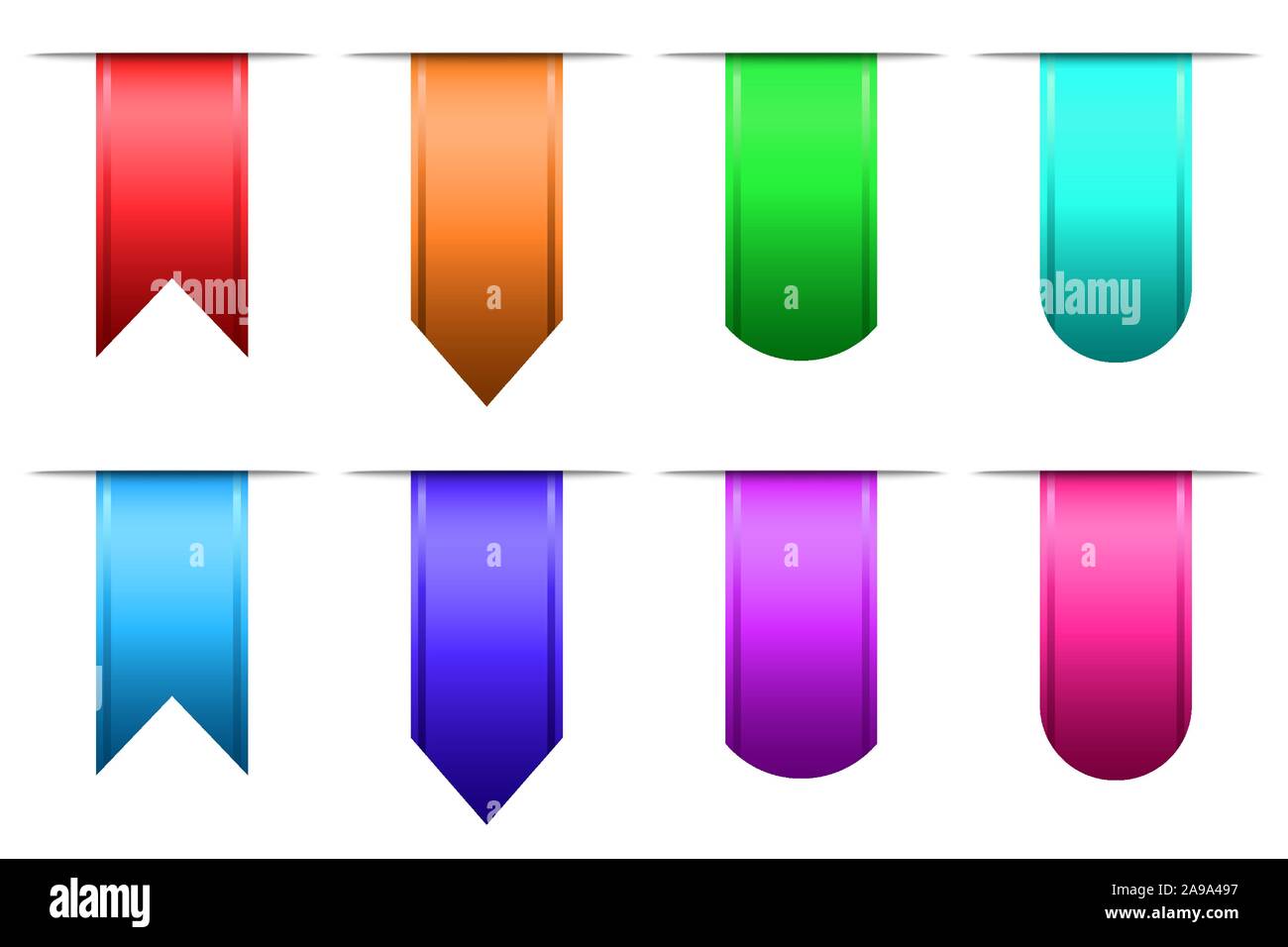 Set of colorful ribbons on white background. Vector bookmarks isolated ...