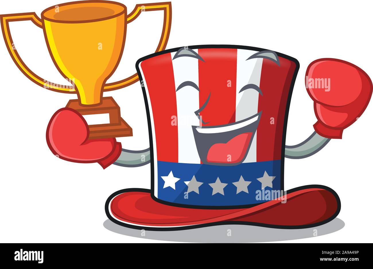 Cartoon uncle sam hat with boxing winner Stock Vector Image & Art - Alamy