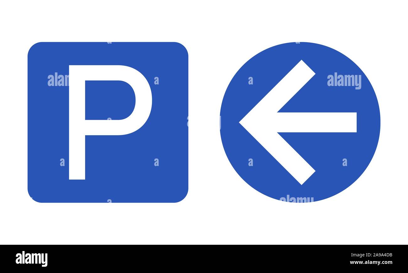 Vector Parking icons. Blue road signs in flat style. Car Parking icons ...