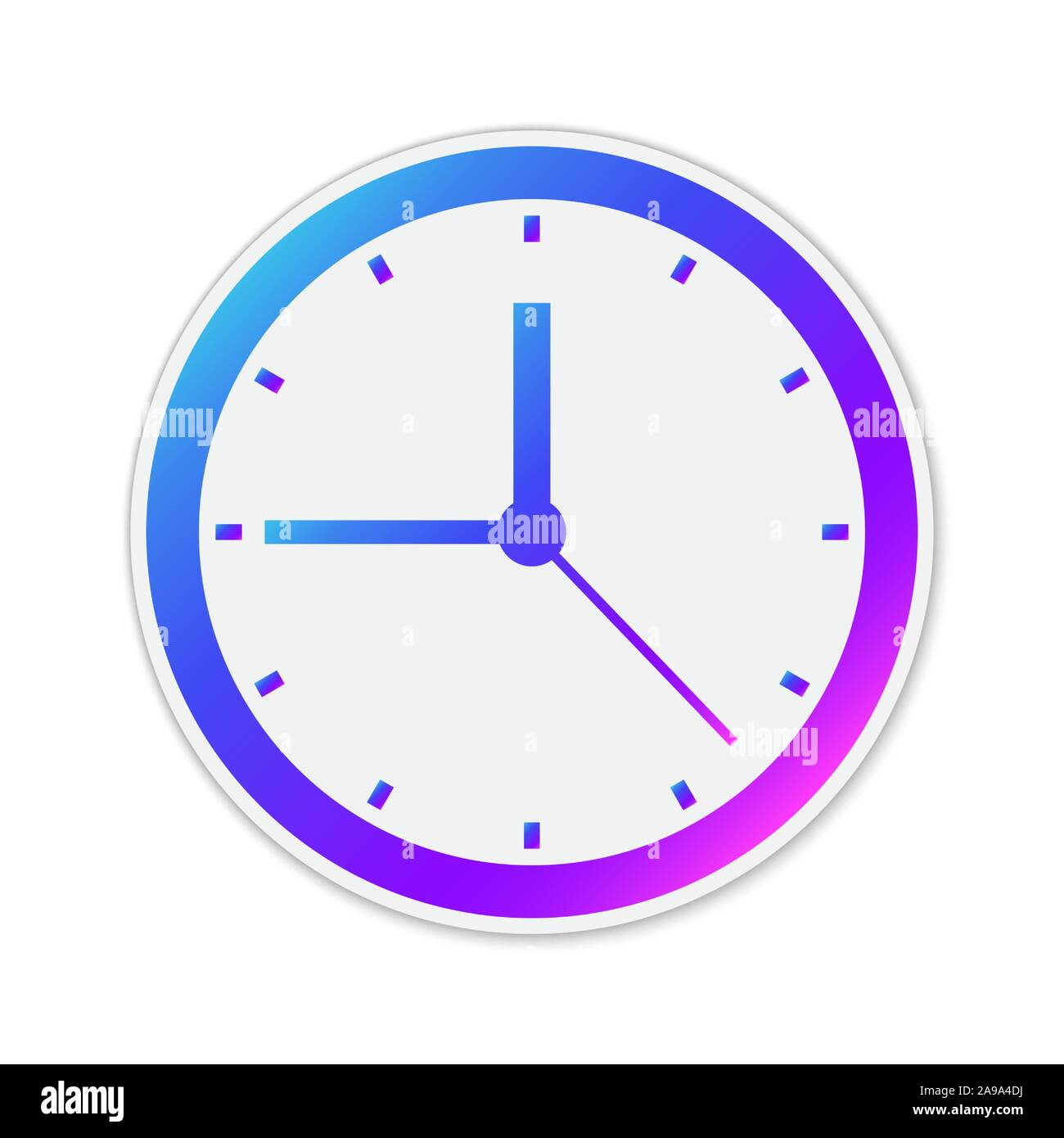 Vector Clock icon. Paper sticker with shadow. Color Clock symbol ...