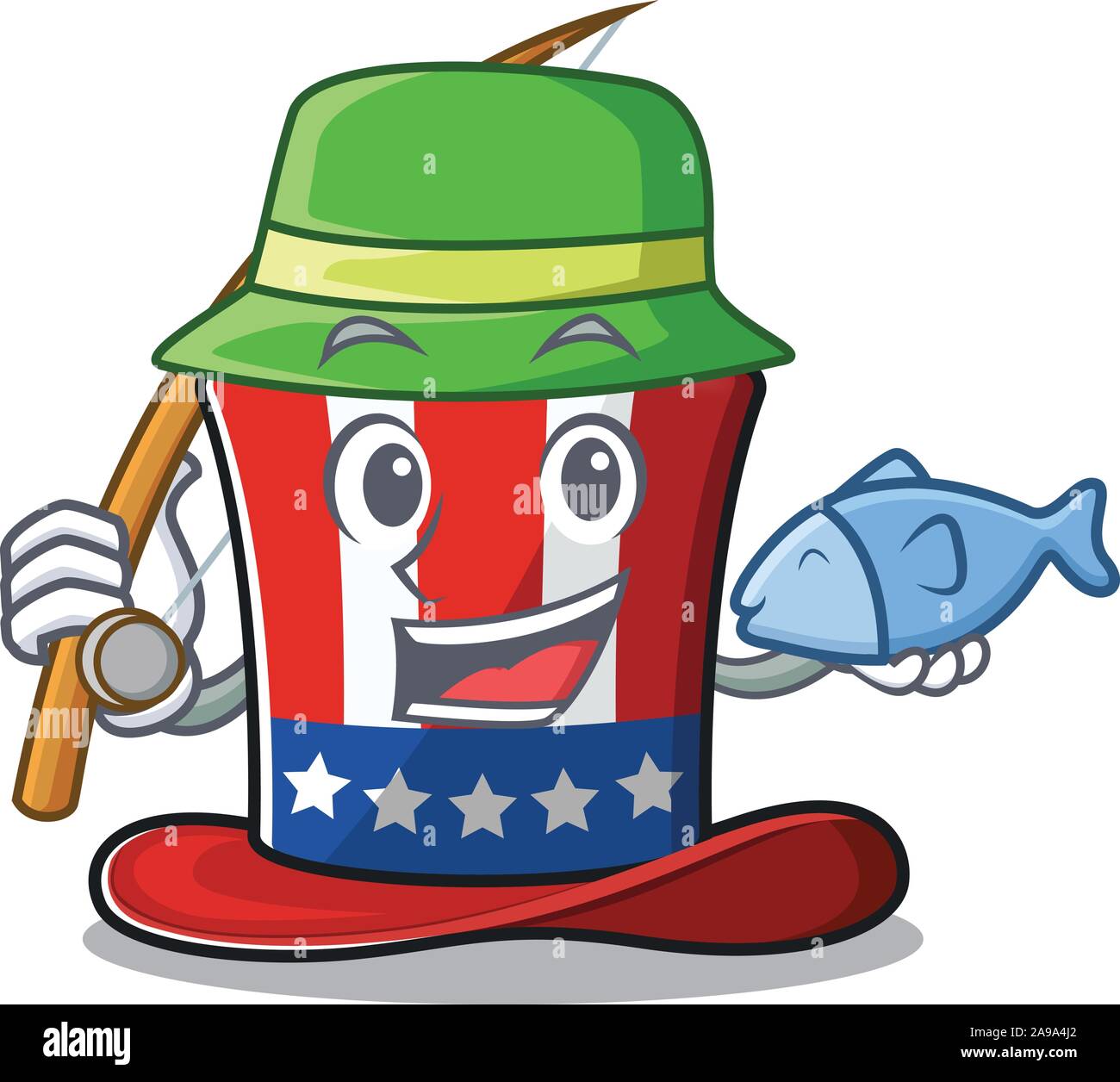 Uncle sam hat with the fishing isolated Stock Vector Image & Art - Alamy