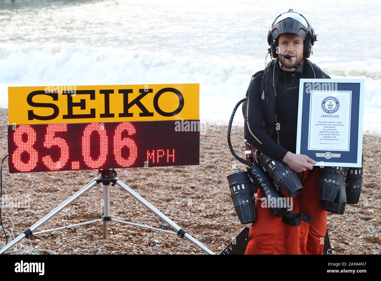 Richard Browning being presented with the Guinness World Record for the ...