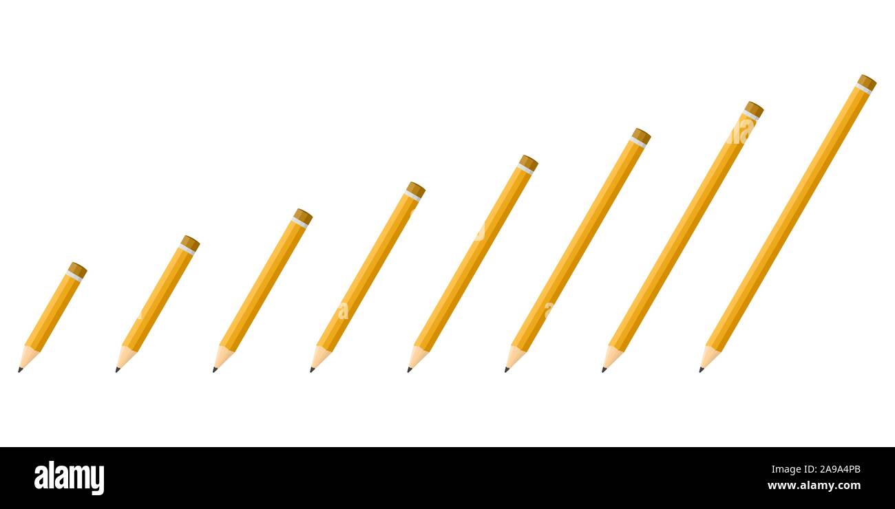 Vector Pencils of different length. Set of Pencil icons in flat design ...