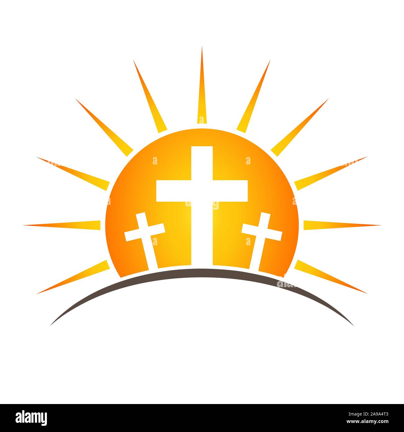 Christian cross on a sun background. Vector illustration. Church logo ...