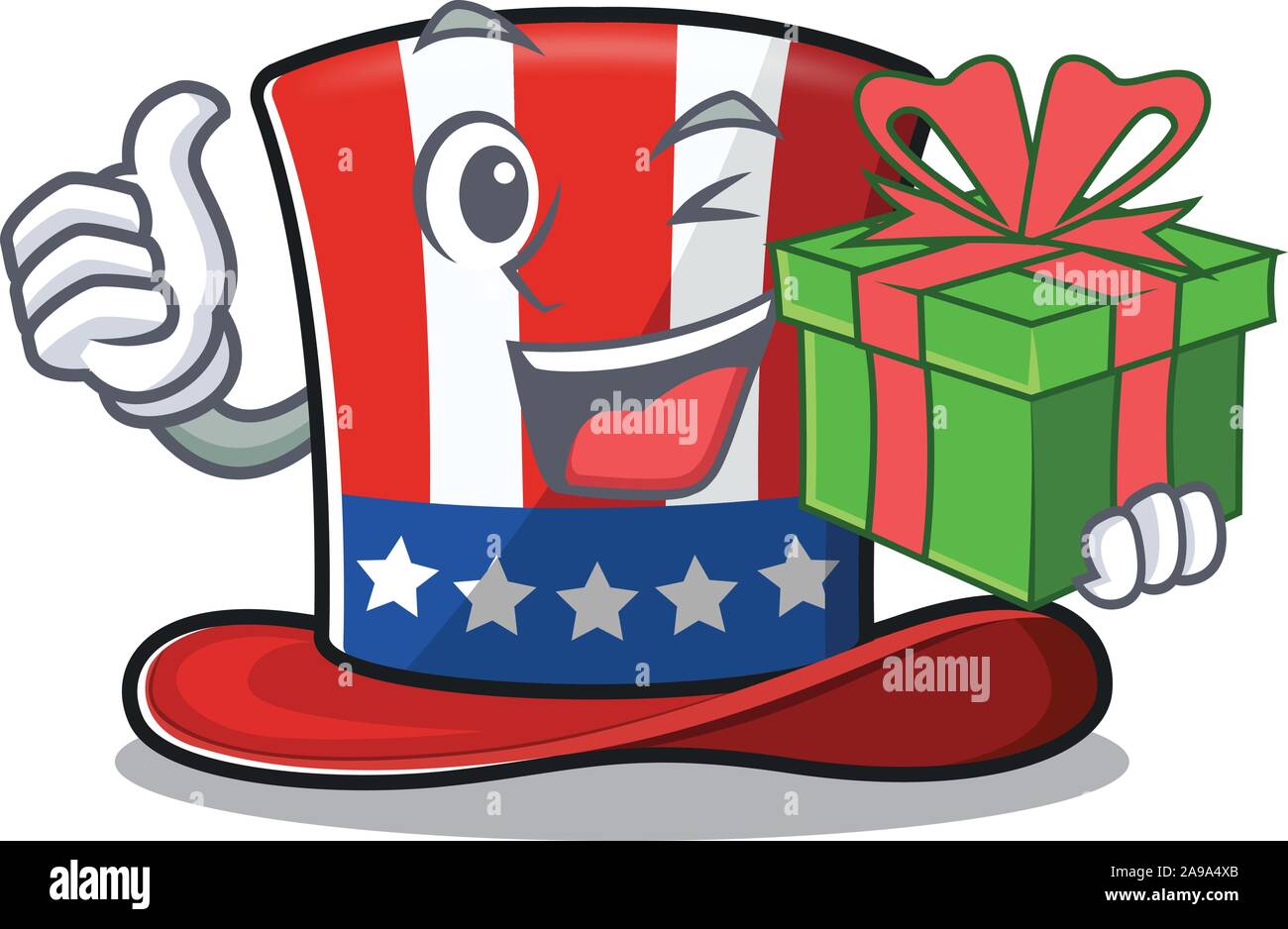 Uncle sam hat with holding gift character Stock Vector Image & Art - Alamy