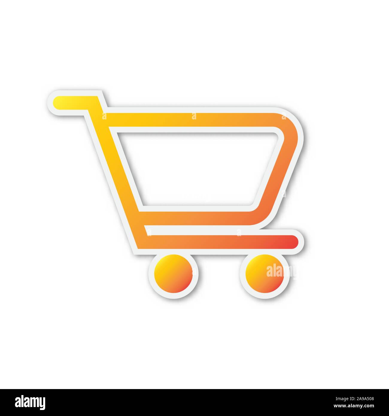 Vector Shopping cart icon. Paper sticker with shadow. Colored Shopping ...
