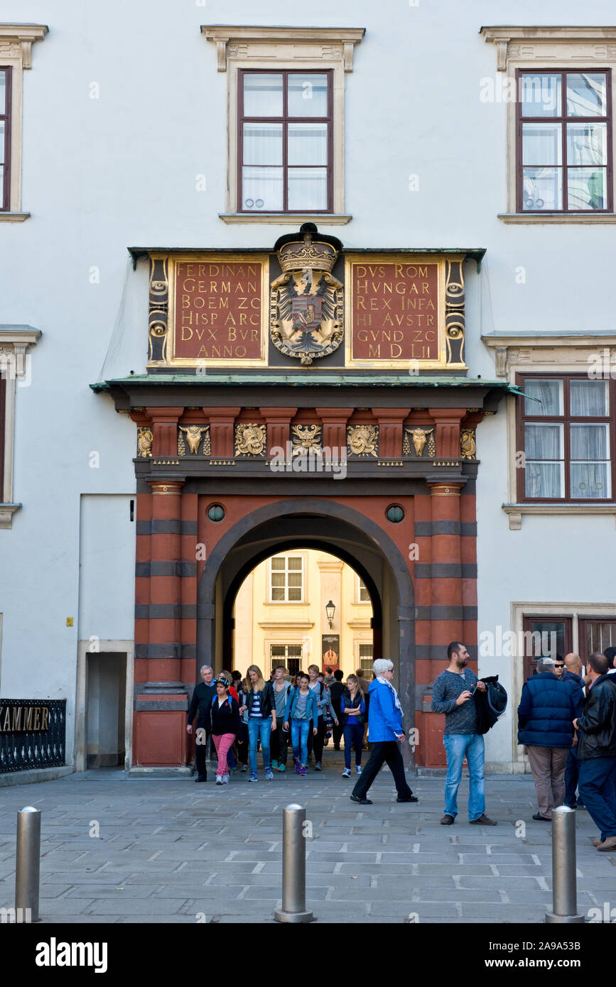 Ornate and decorated Swiss Gate (Schweizer Tor) to Hofburg Palace from ...
