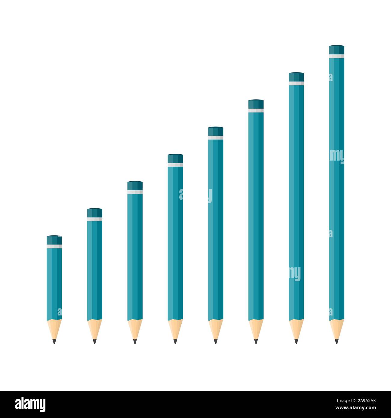 Vector Pencils of different length. Set of Pencil icons in flat design ...