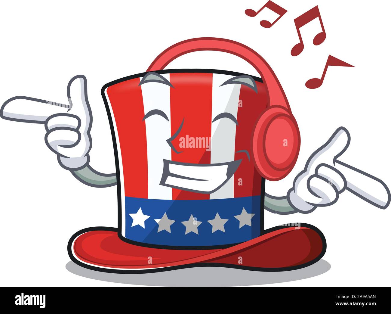 Character uncle sam hat with listening music Stock Vector Image & Art ...
