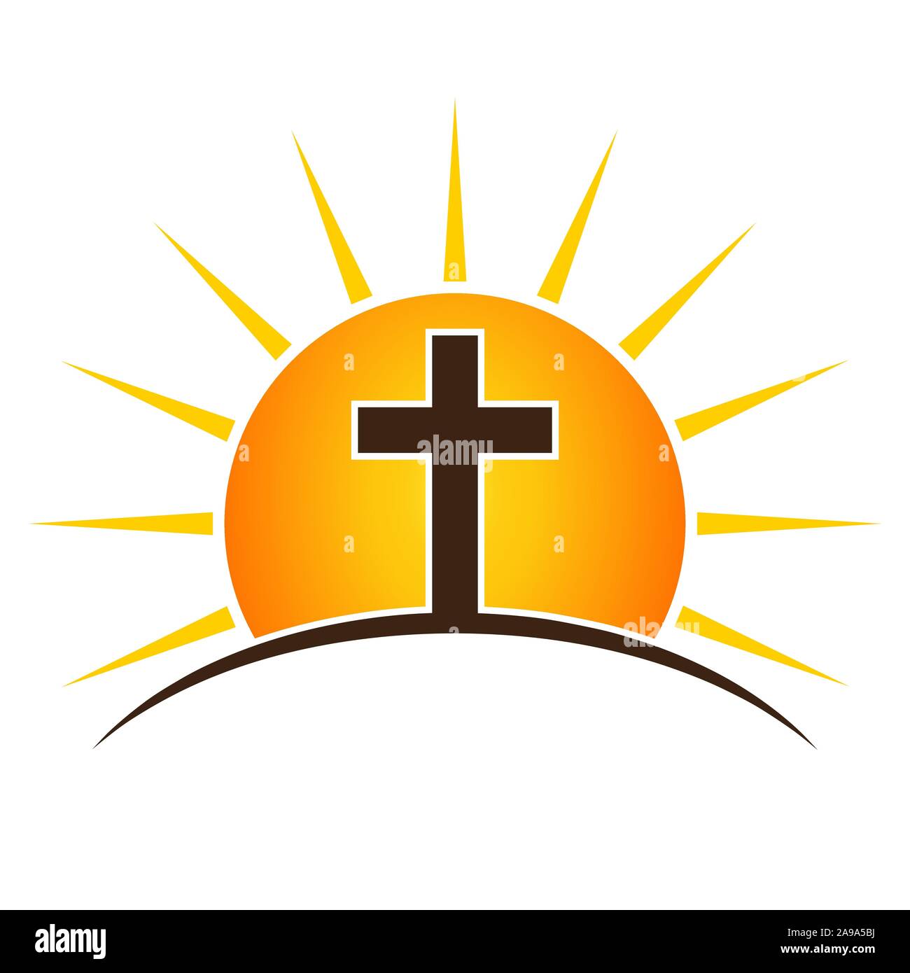 Christian cross on a sun background. Vector illustration. Church logo ...