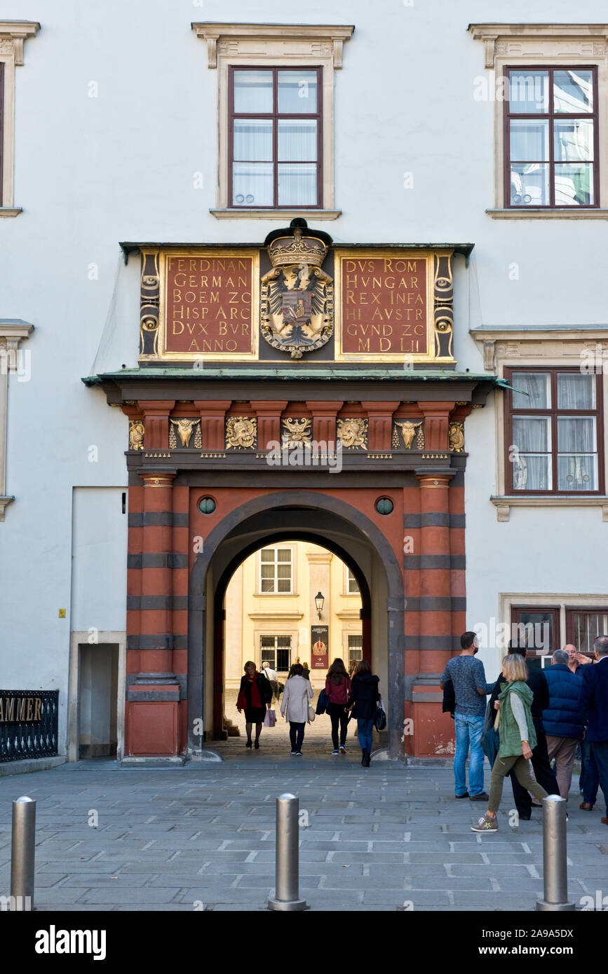 Ornate and decorated Swiss Gate (Schweizer Tor) to Hofburg Palace from ...