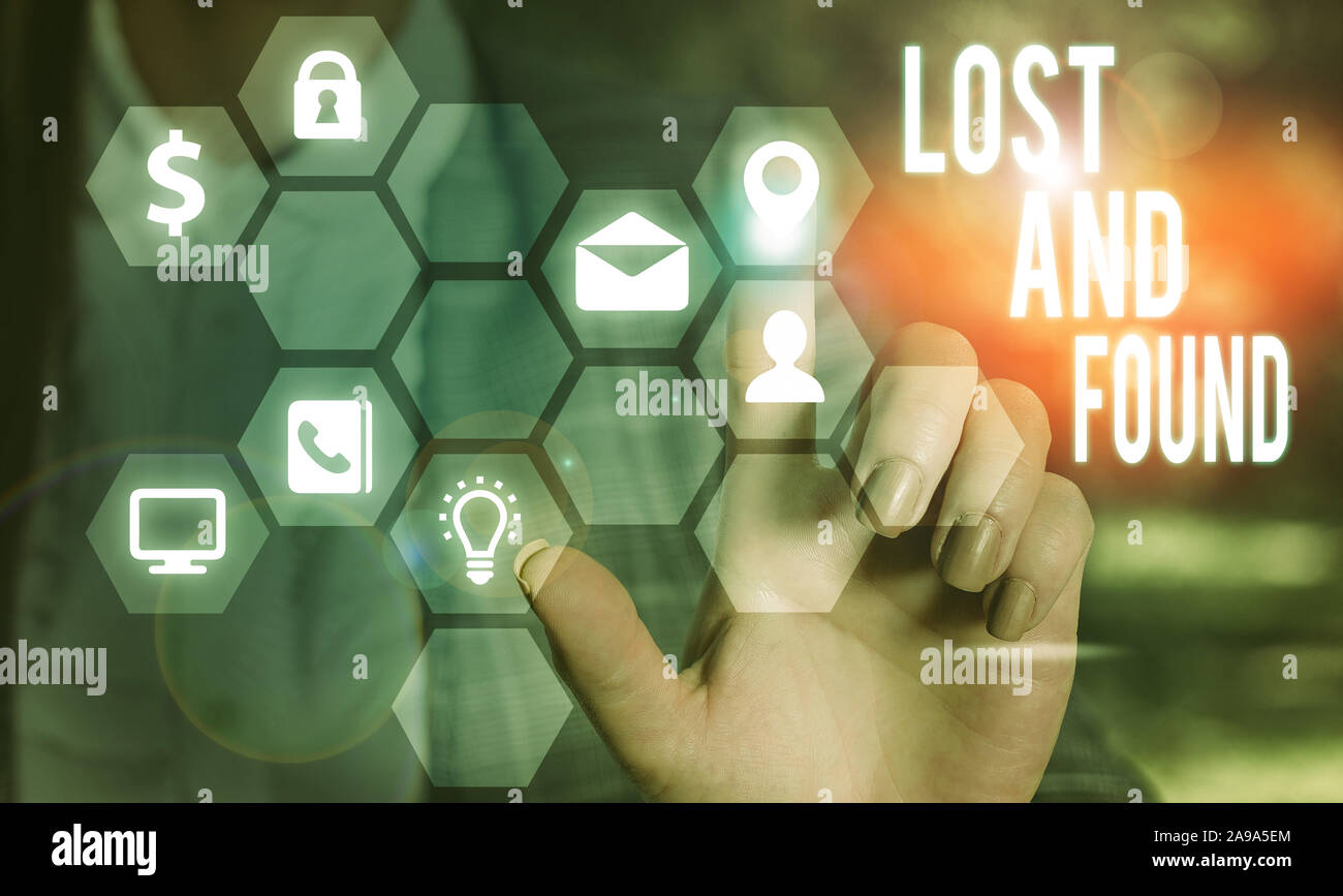 Handwriting text writing Lost And Found. Conceptual photo Place where ...
