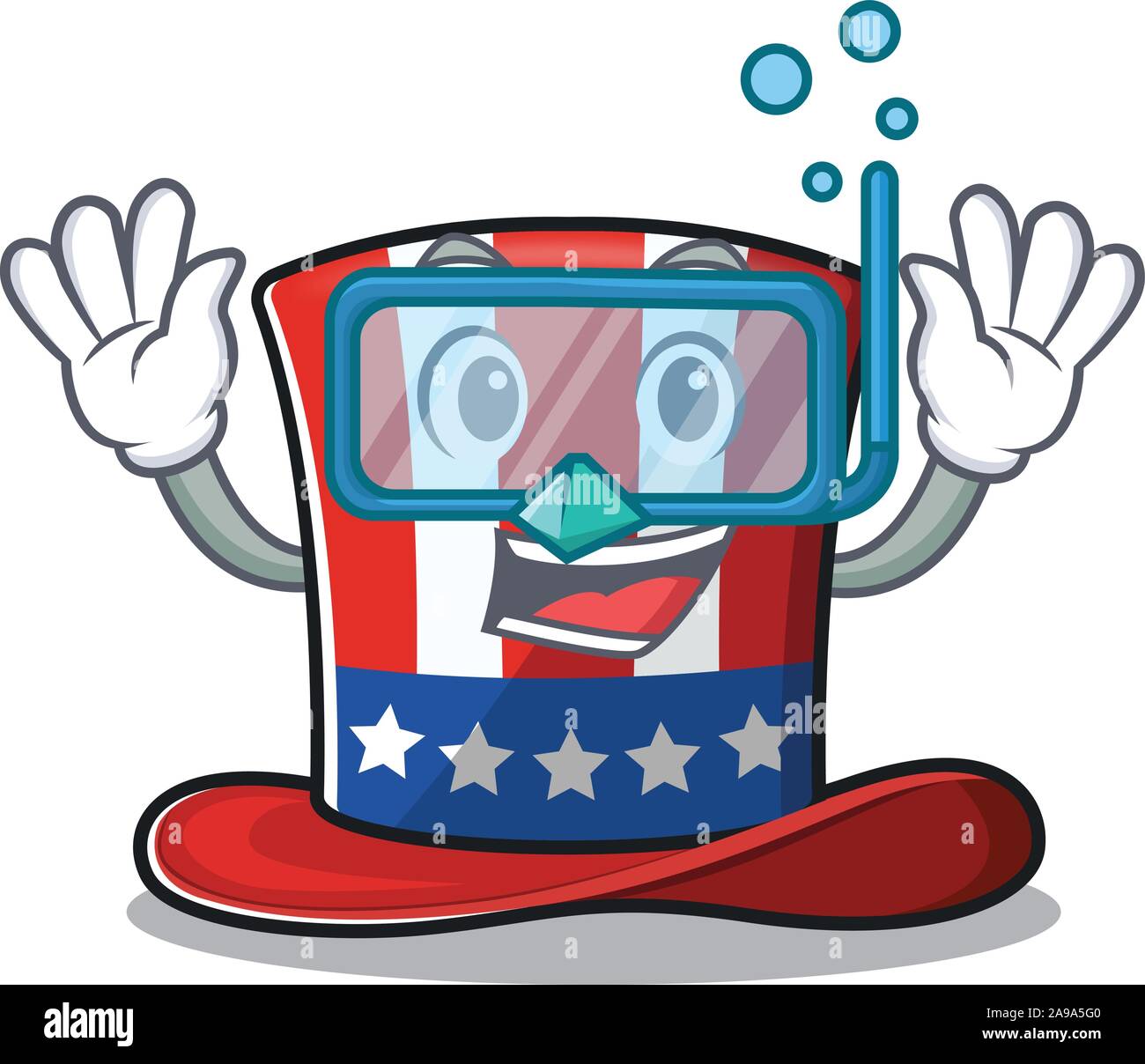 Cartoon uncle sam hat with character diving Stock Vector Image & Art ...