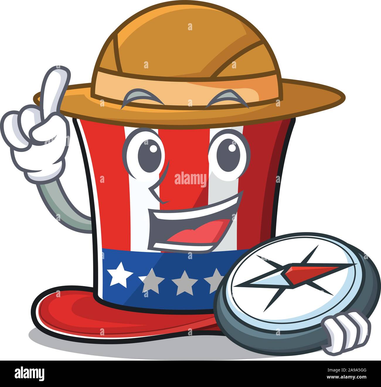 Cartoon uncle sam hat with holding compass Stock Vector Image & Art - Alamy