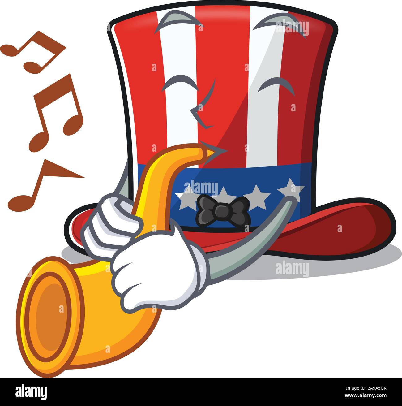 Cartoon uncle sam hat with trumpet cute Stock Vector Image & Art - Alamy