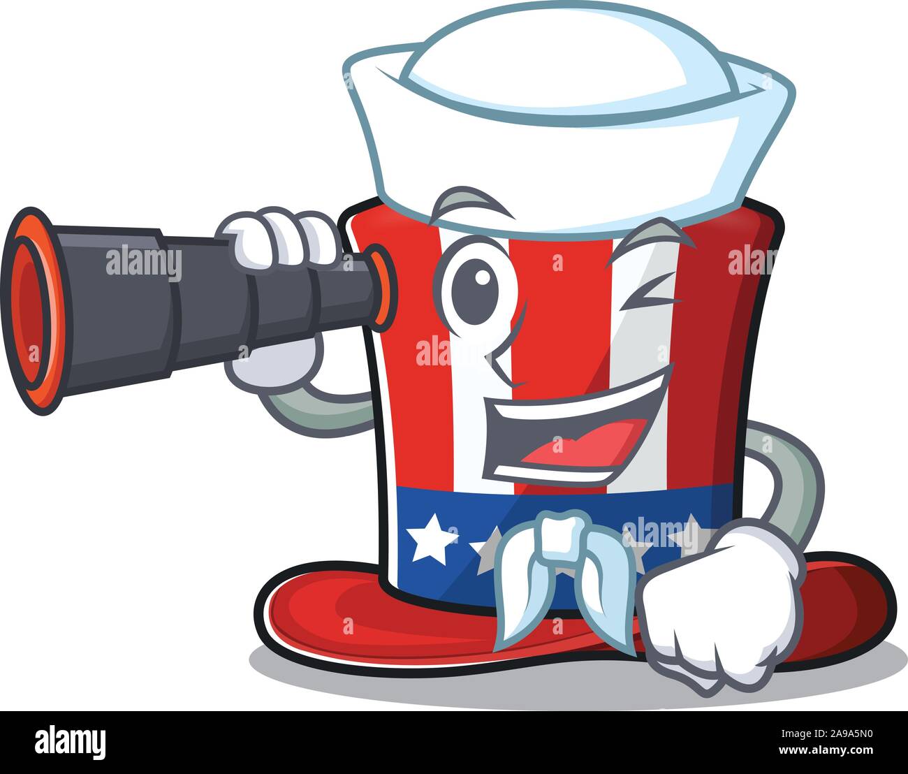 Cartoon uncle sam hat sailor holding binocular Stock Vector Image & Art - Alamy