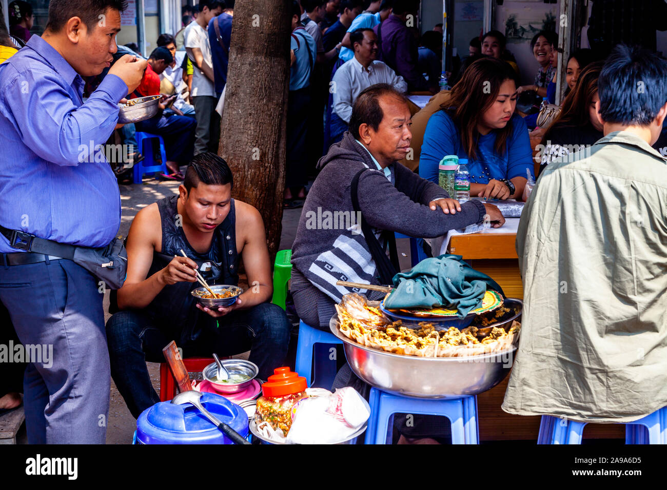 Local People Eating Street Food At The Jade Market, Mandalay, Myanmar ...
