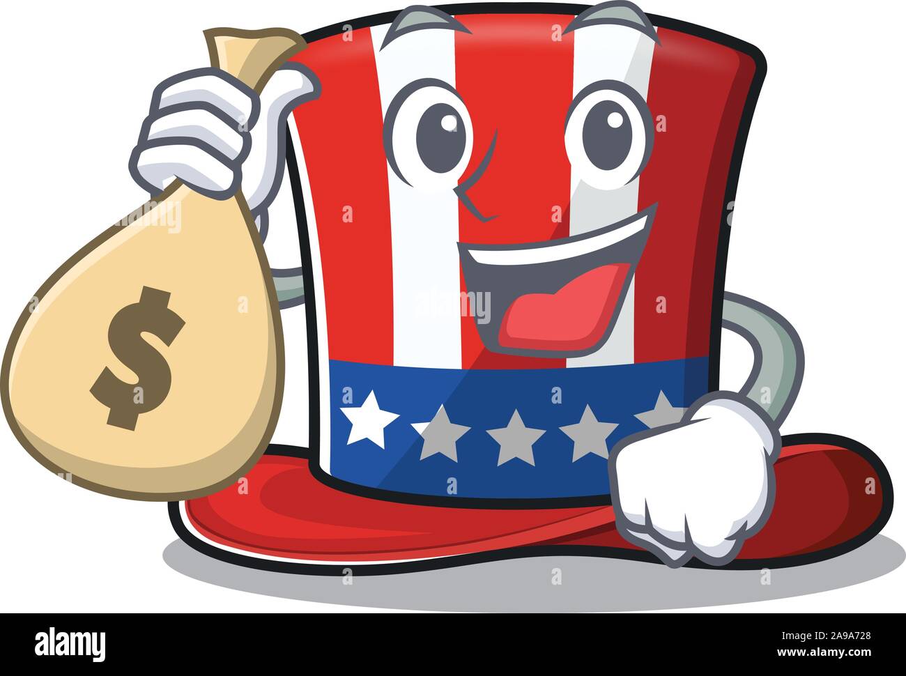 Cartoon uncle sam hat with holding money bag Stock Vector Image & Art ...