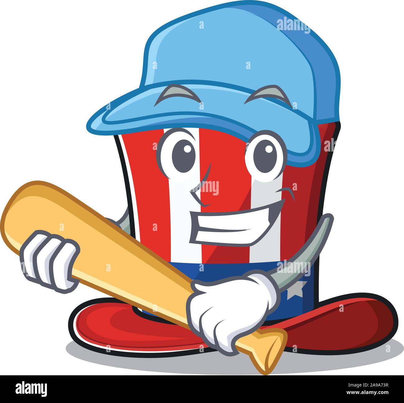Cartoon uncle sam hat character playing baseball Stock Vector Image ...