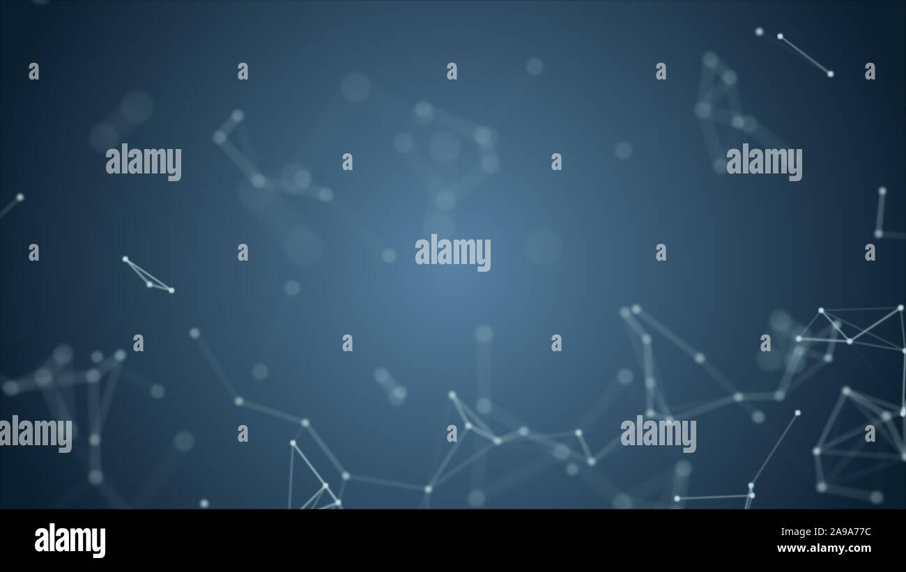 Abstract blue blurred geometry wireframe network and connecting dot in ...