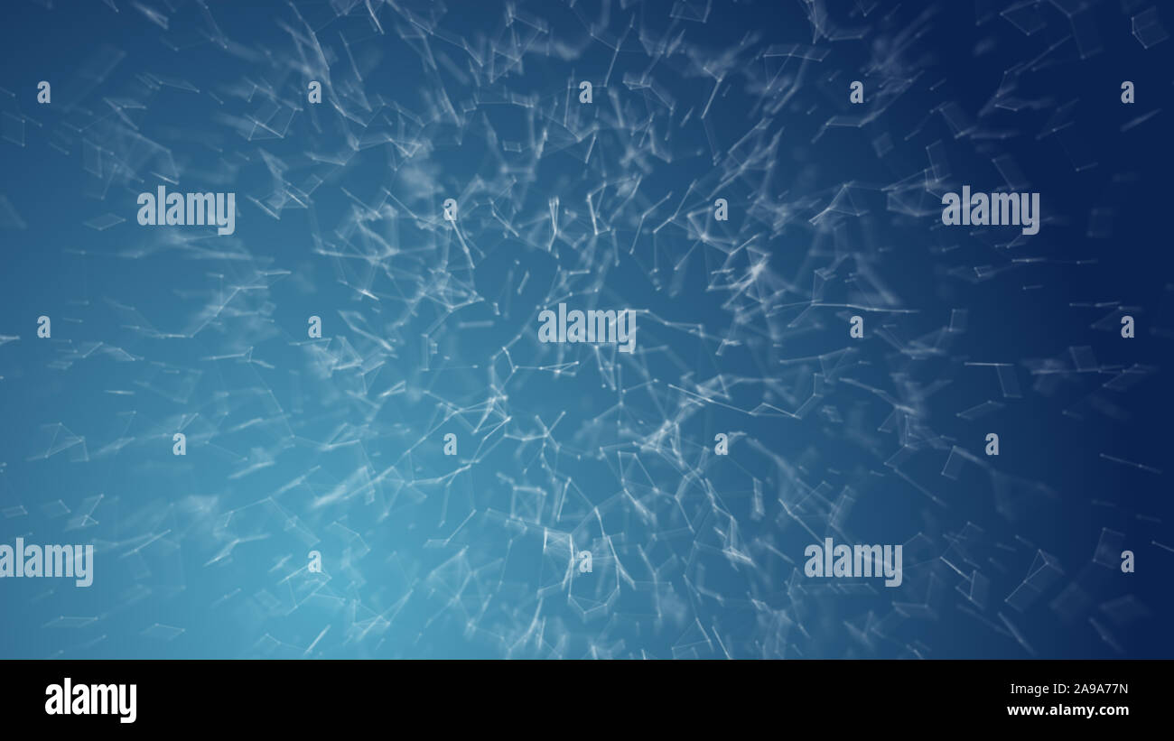 Abstract blue blurred geometry wireframe network and connecting dot in ...