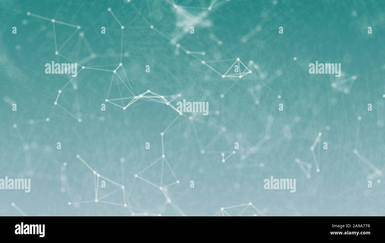 3D Abstract white geometry float wireframe network and connecting dot ...