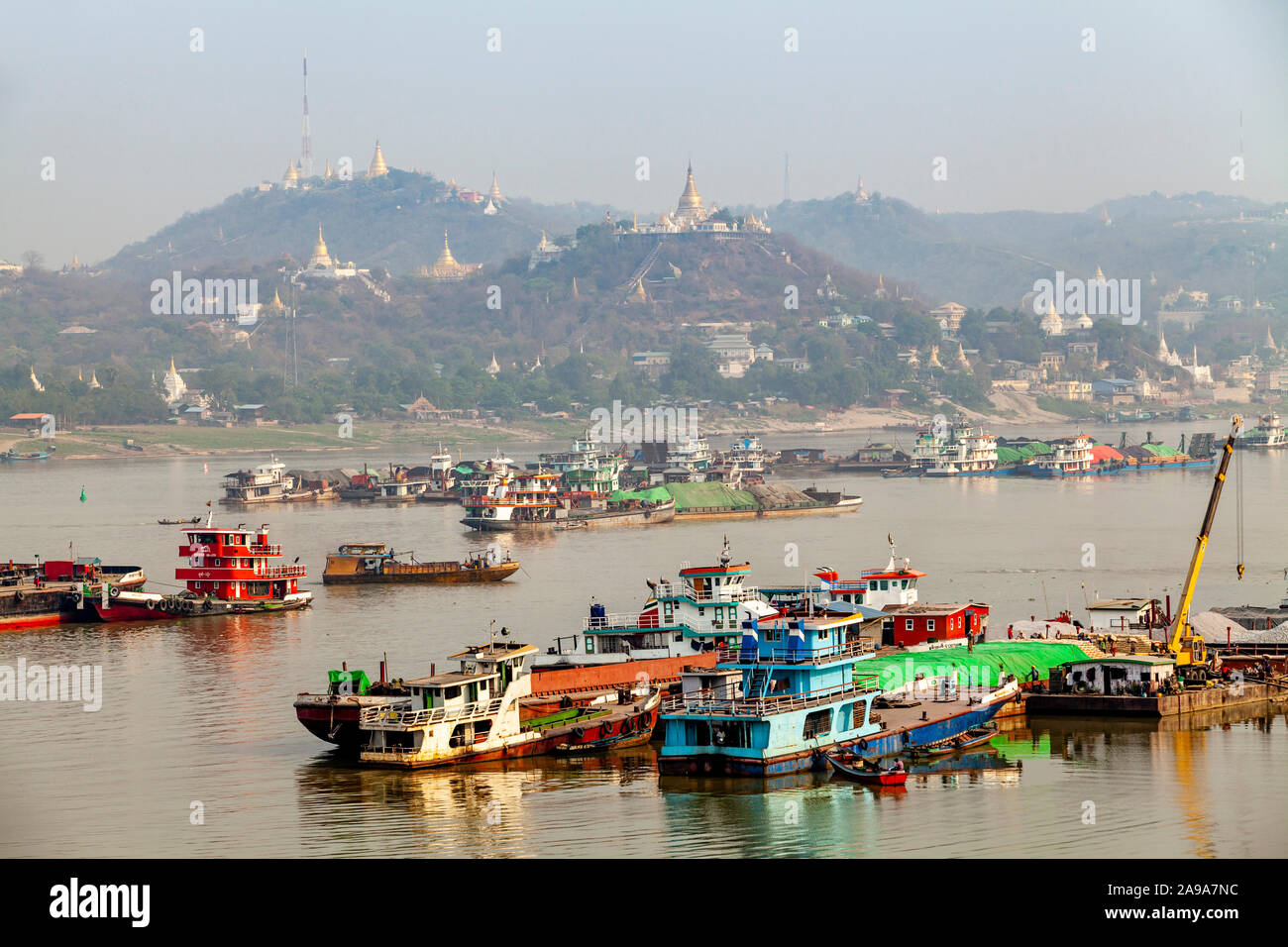 Sagaing Hill and The Irrawaddy River, Sagaing, Mandalay, Myanmar Stock ...