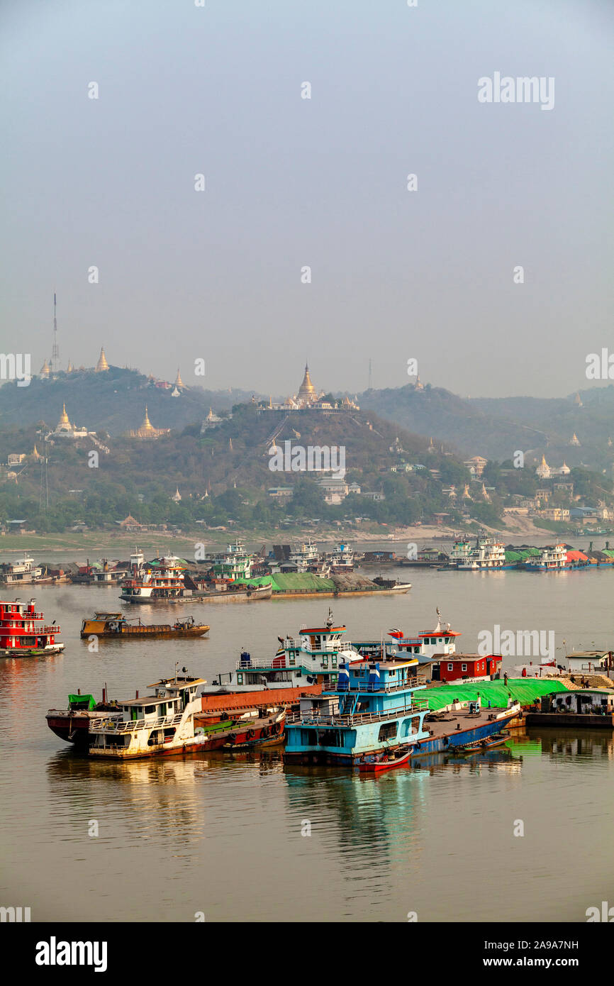 Sagaing Hill and The Irrawaddy River, Sagaing, Mandalay, Myanmar Stock ...