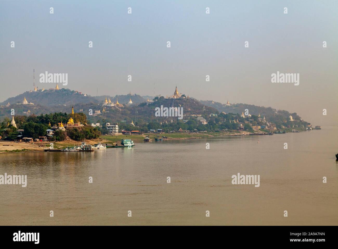 Sagaing Hill and The Irrawaddy River, Sagaing, Mandalay, Myanmar Stock ...