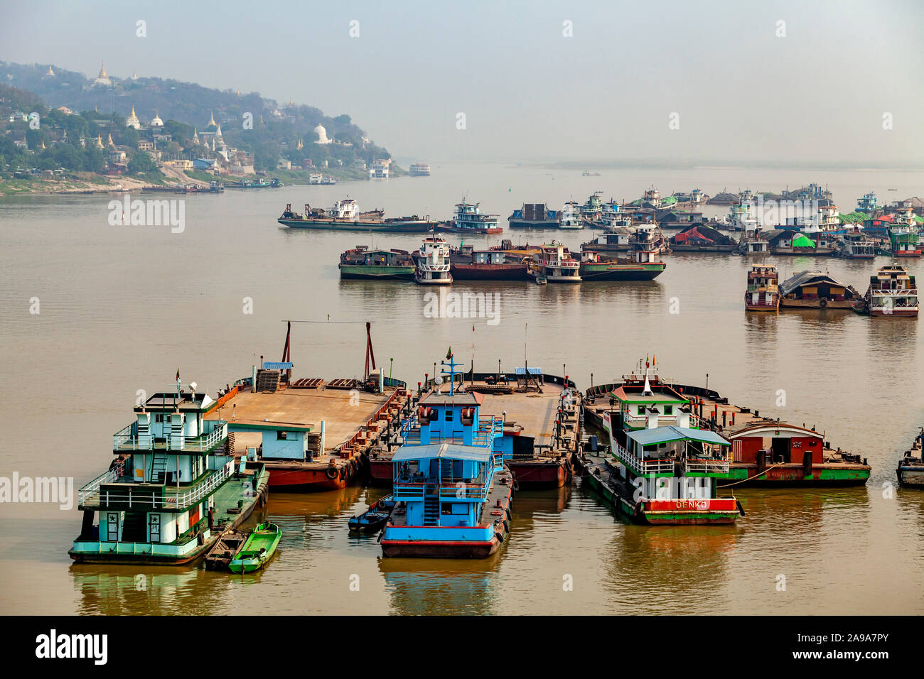 Sagaing Hill and The Irrawaddy River, Sagaing, Mandalay, Myanmar Stock ...