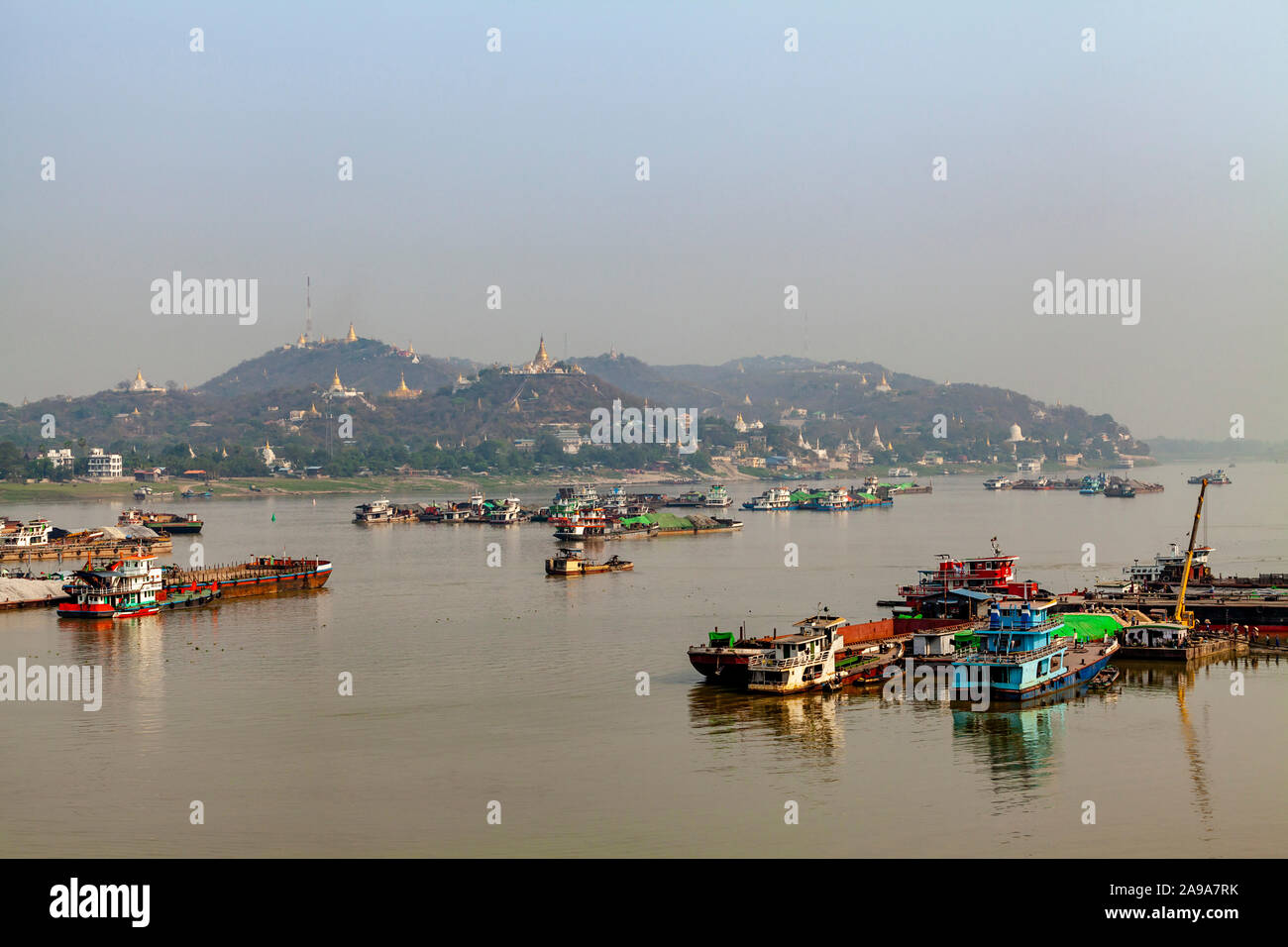 Sagaing Hill and The Irrawaddy River, Sagaing, Mandalay, Myanmar Stock ...