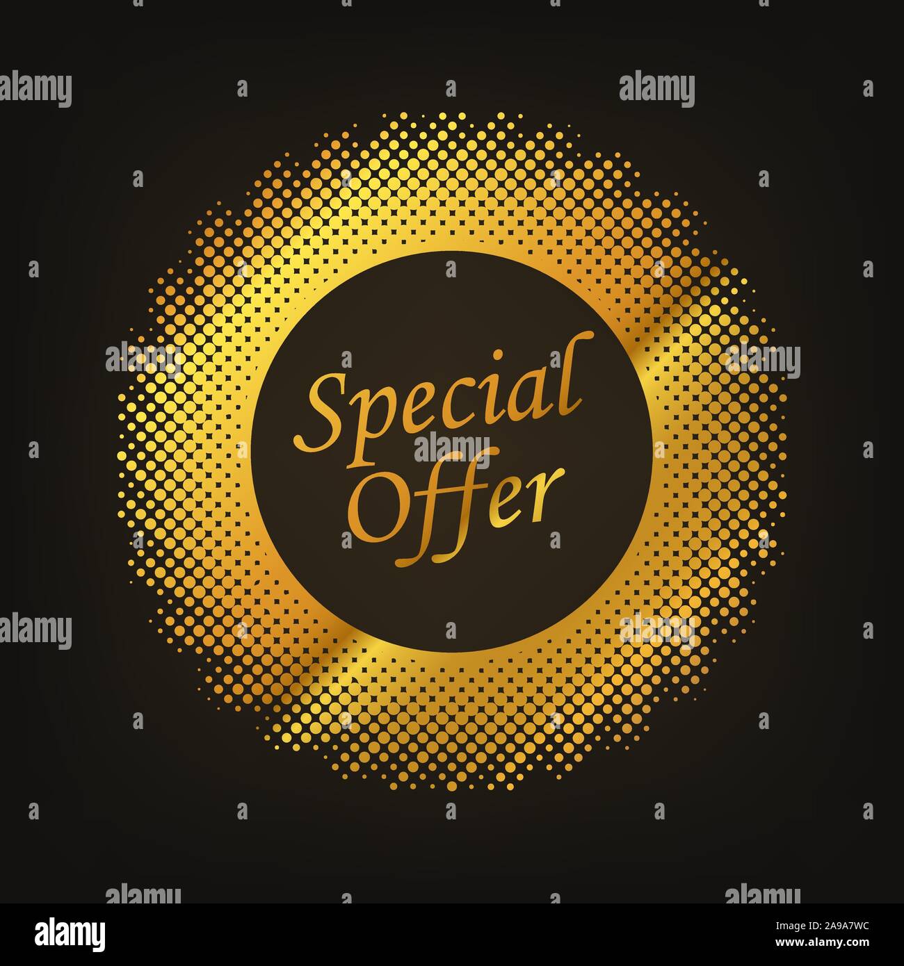 Abstract bright gold circle with special offer text. Vector ...
