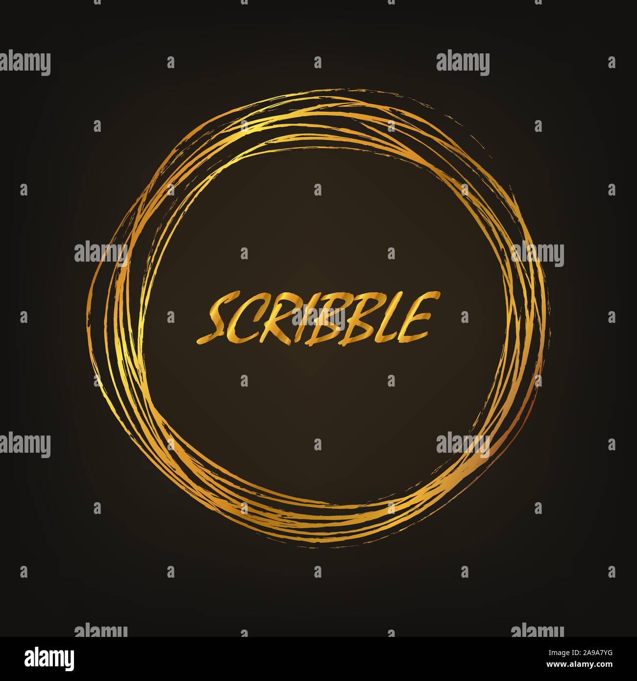 Hand drawn gold round shape. Vector illustration. Abstract scribble ...