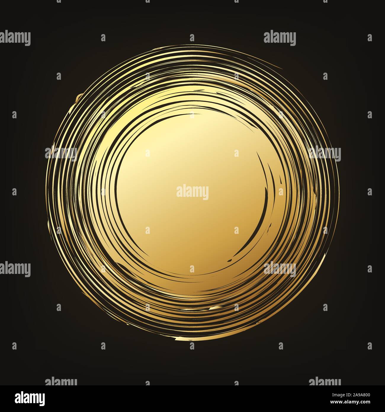 Hand drawn gold round shape. Vector illustration. Abstract scribble ...