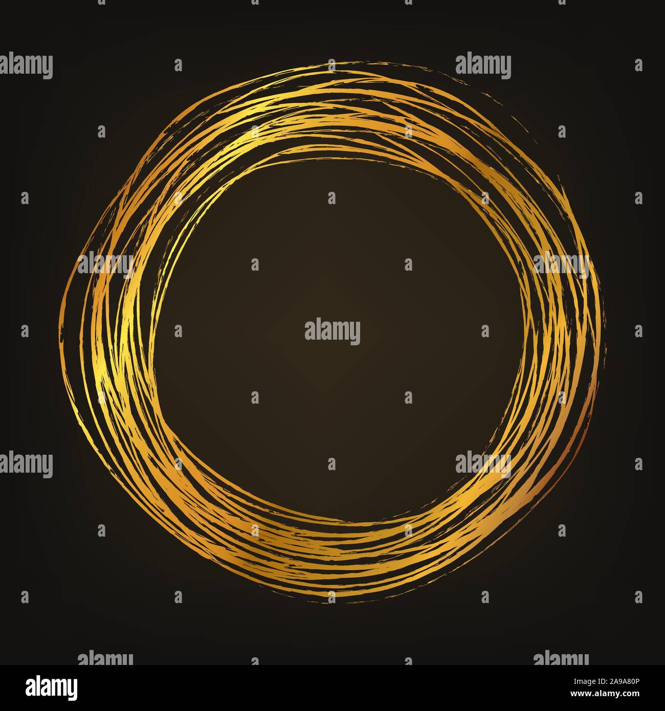 Hand drawn gold round shape. Vector illustration. Abstract scribble ...