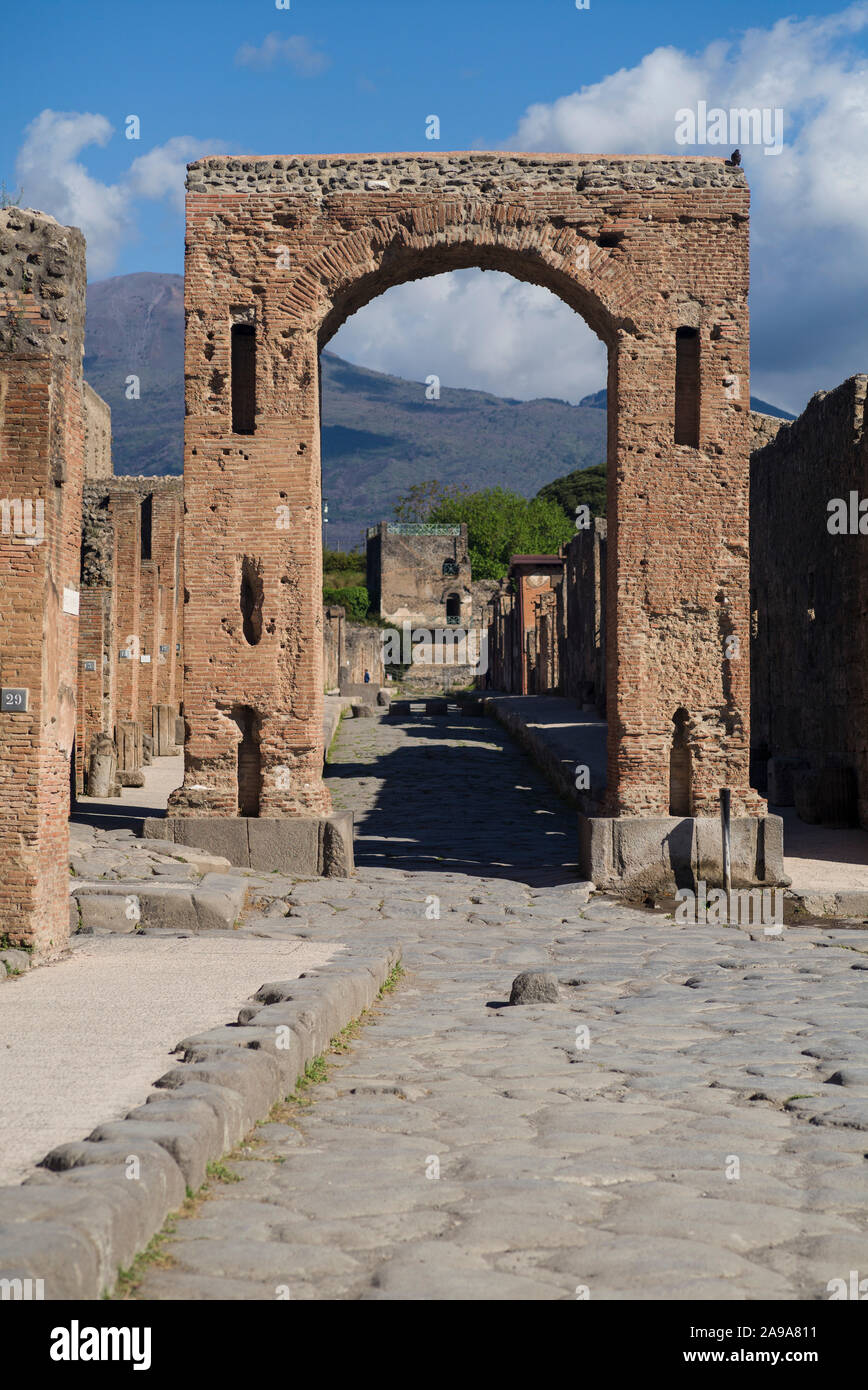 Pompei. Italy. Archaeological site of Pompeii. The so called Arch of ...